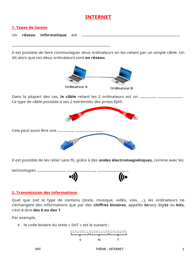 Cours SNT Thème Internet | PDF
