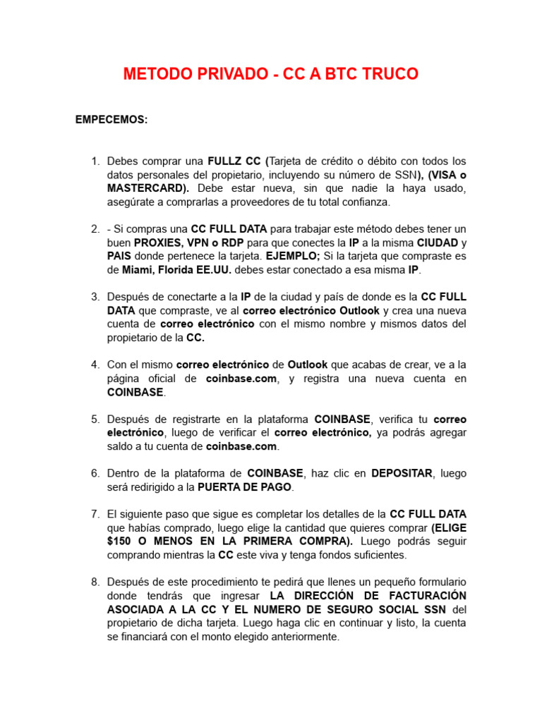 Metodo Privado - CC A BTC Truco | PDF | Industrias de servicio | Informática