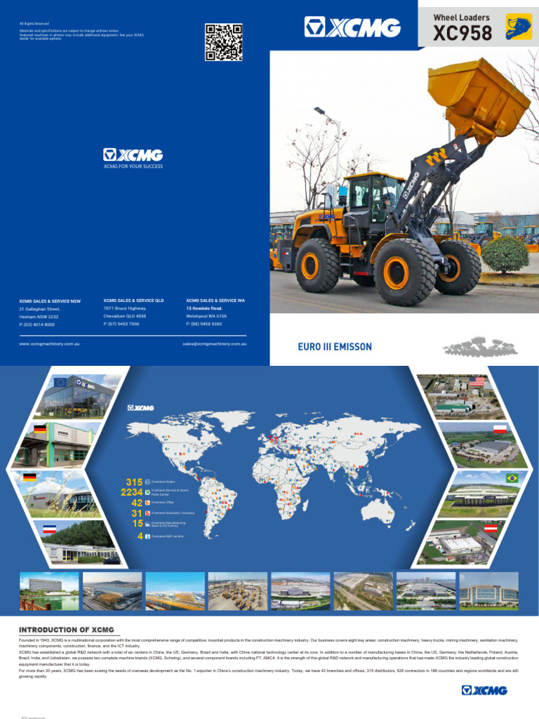 XCMG SS XC958 Loader Brochure Min | PDF | Mechanical Engineering | Land Vehicles