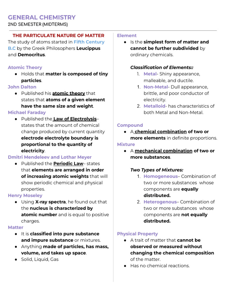 General Chemistry Notes (Midterms) | PDF | Atomic Nucleus | Atoms