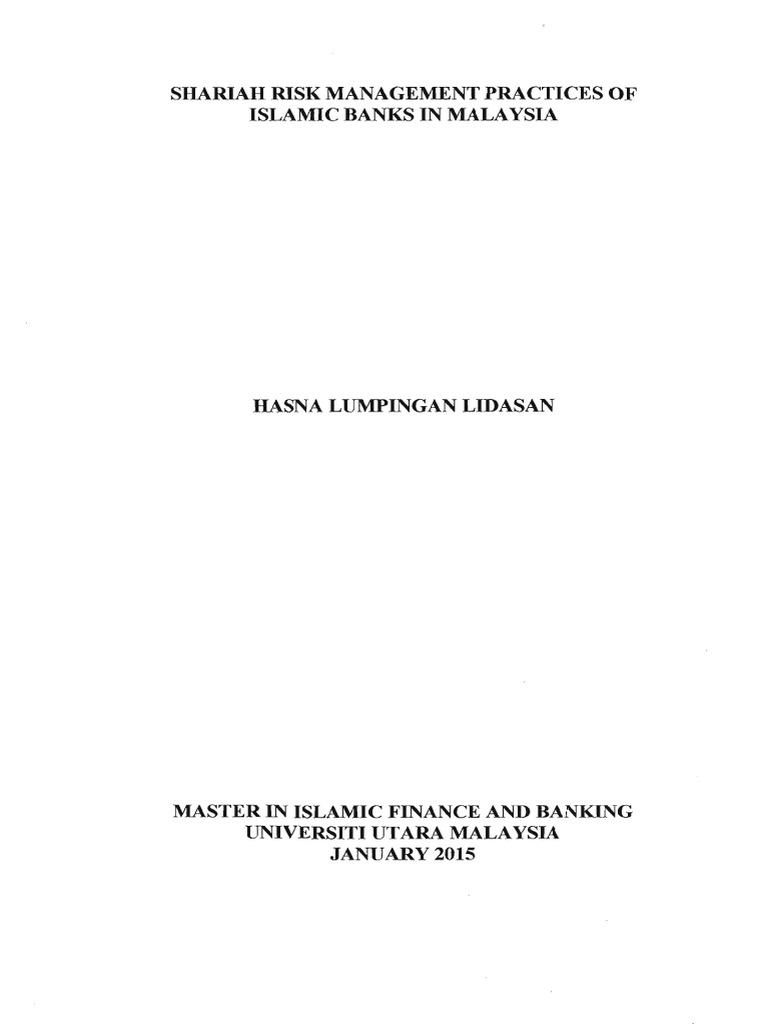Shariah Risk Management Practices OF Islamic Banks in Malaysia | PDF ...