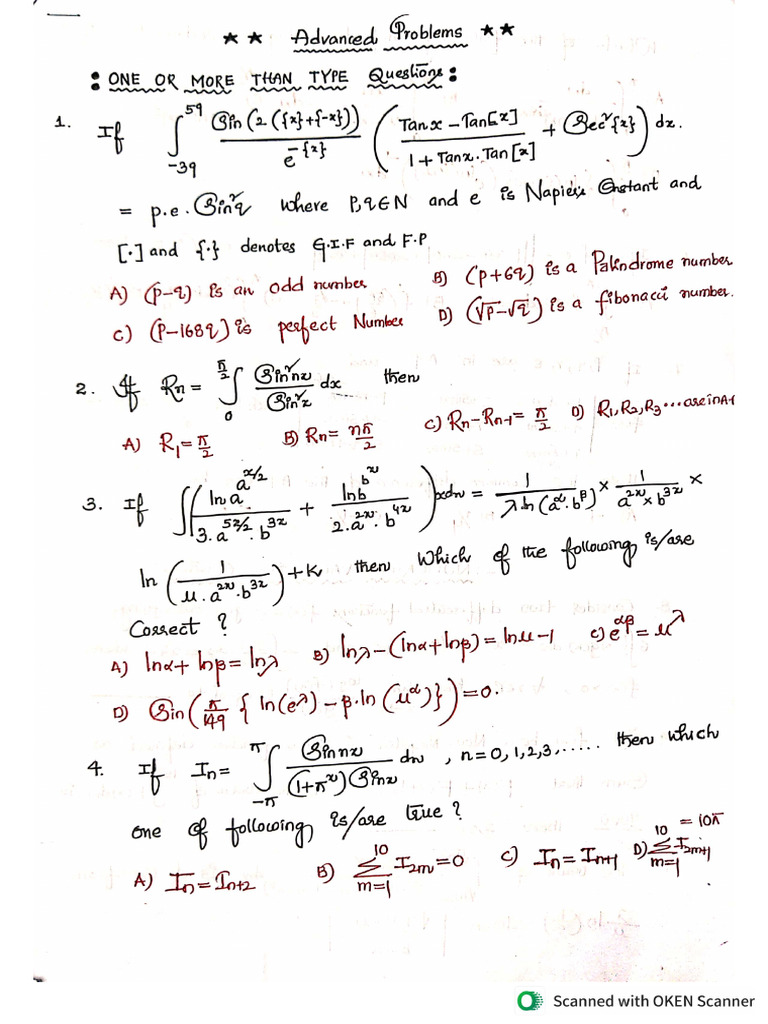Definite Integration Assignment | PDF