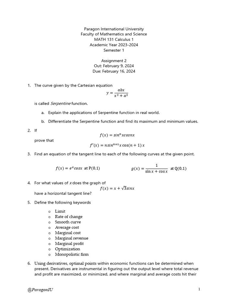 Serpentine: @paragoniu | Download Free PDF | Derivative | Function ...