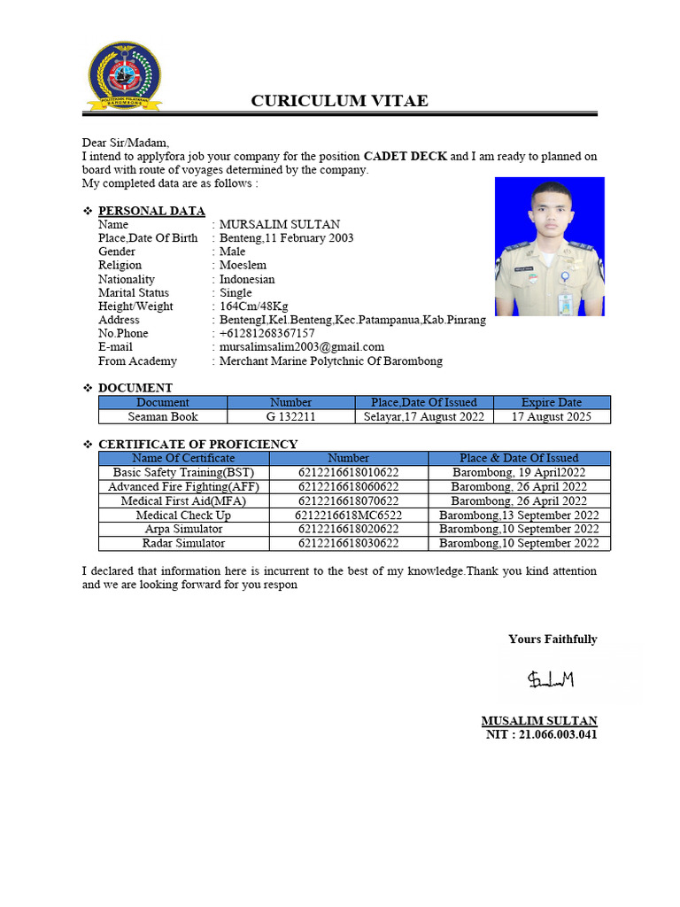 Cv-Mursalim Sultan | PDF