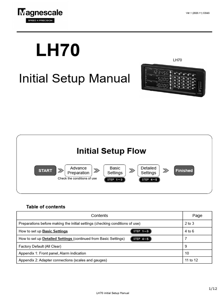 LH70 Initial Setup Guide | PDF | Power Supply | Cartesian Coordinate System