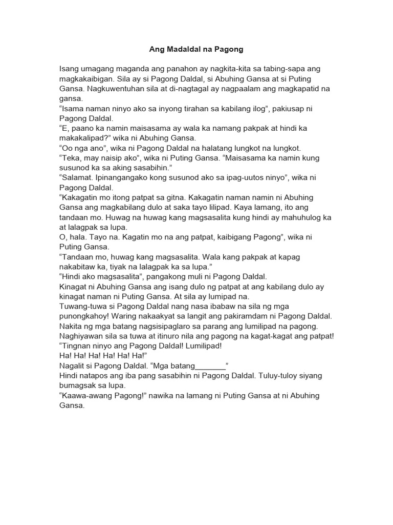 Ang Madaldal Na Pagong | PDF