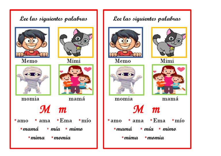 Palabras con M y Dibujo de Mimi | PDF