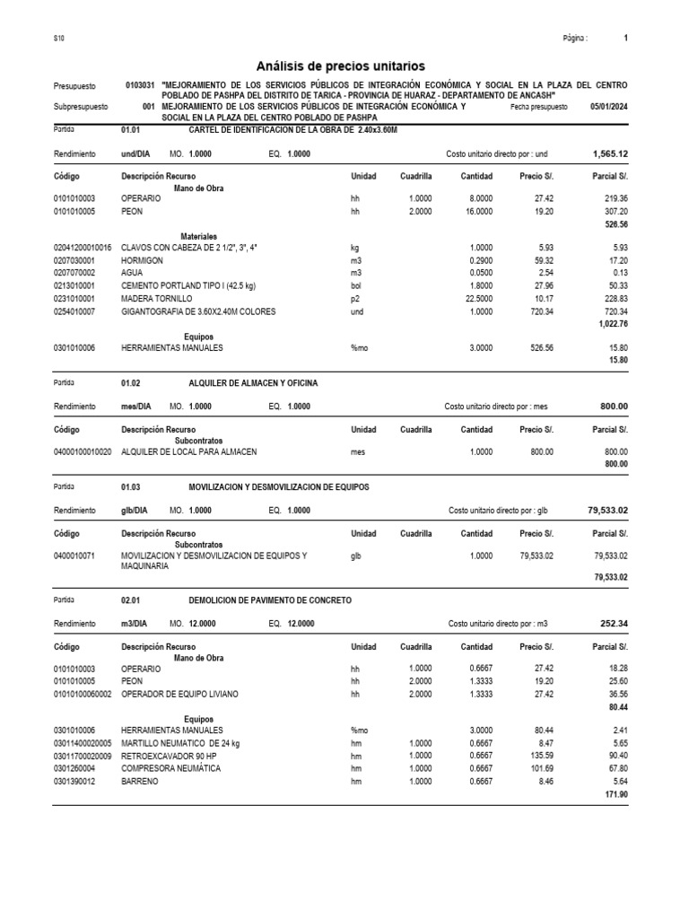 Acu Final | PDF | Presupuesto | Materiales de construcción