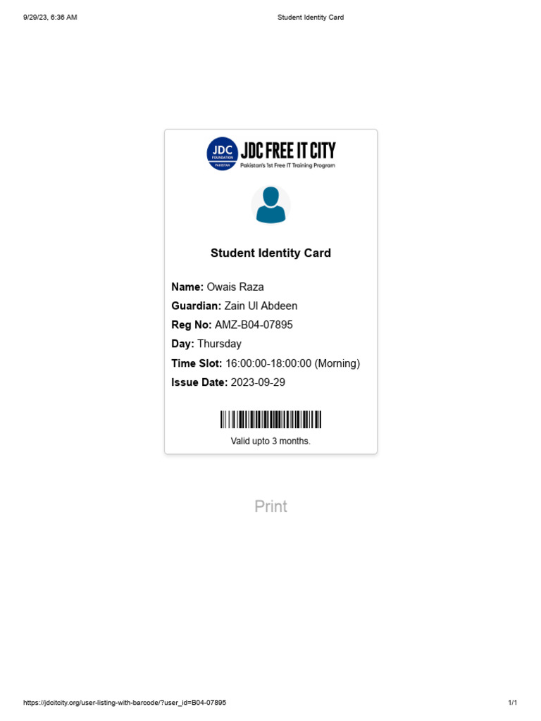 Student Identity Card | PDF