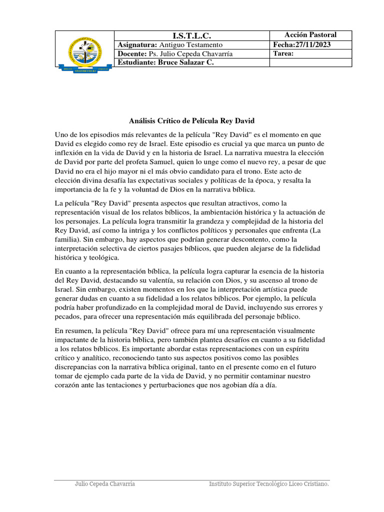 Analisis Critico Rey David | PDF | David | Biblia