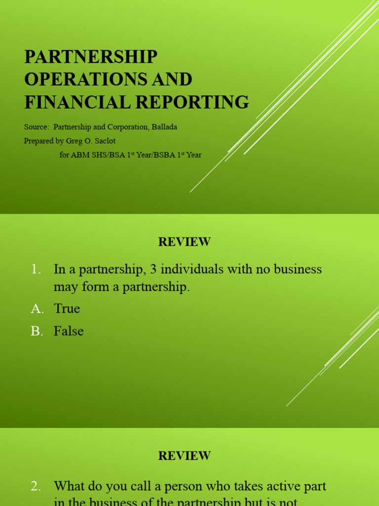 Partnership Operations and Financial Reporting | PDF | Partnership ...