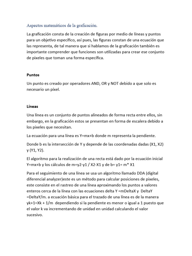 Matemáticas de la Graficación | PDF