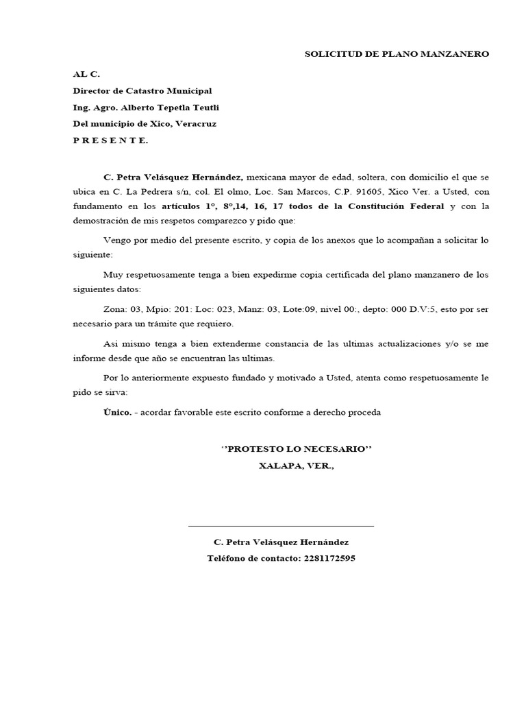 Solicitud de Plano Manzanero | PDF