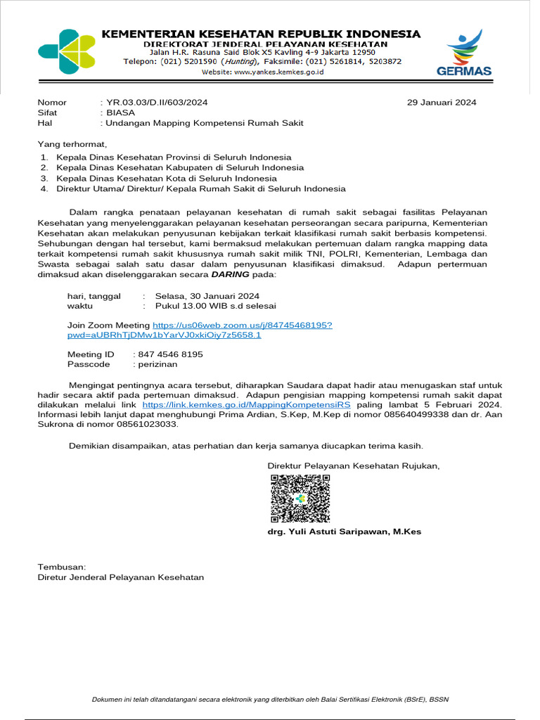 Undangan Mapping Kompetensi RS | PDF