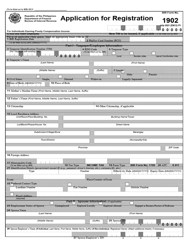 BIR Form 1902 Instructions and Sample | PDF | Identity Document | Employment