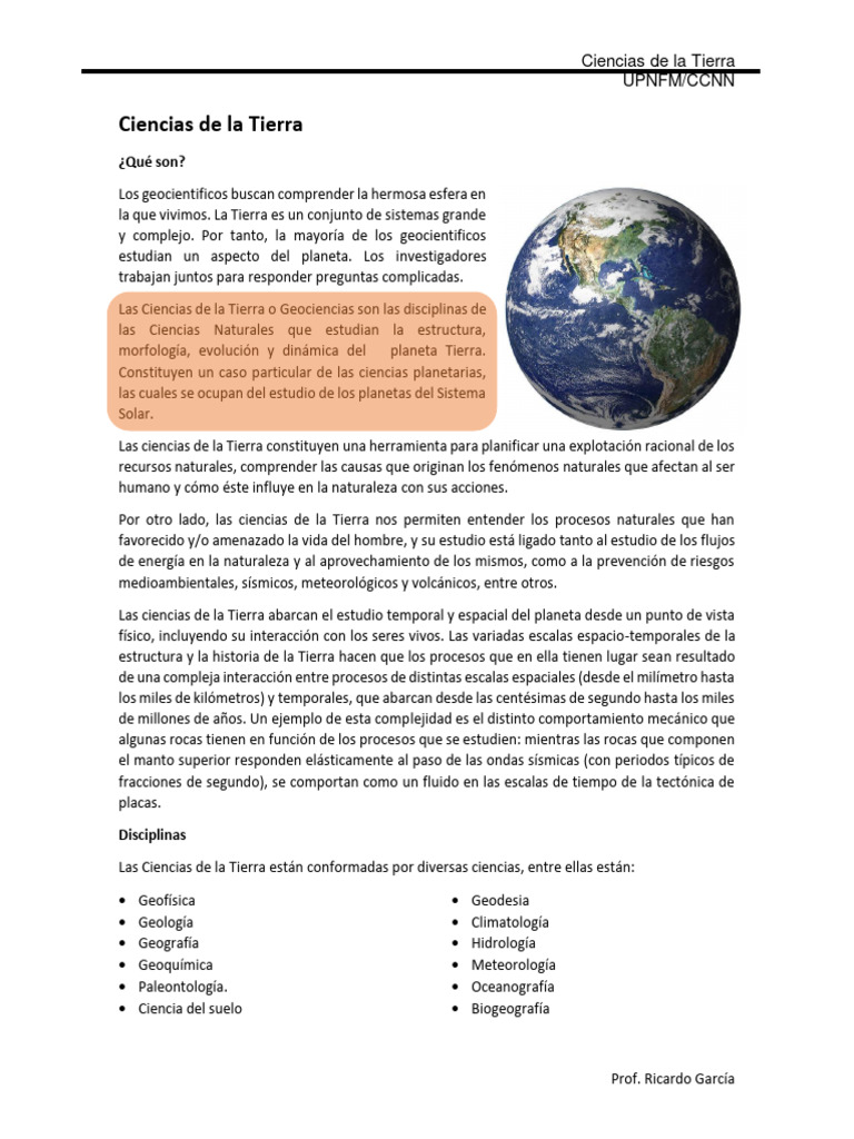 Introducción a las Ciencias de la Tierra | PDF | Ciencias de la Tierra ...