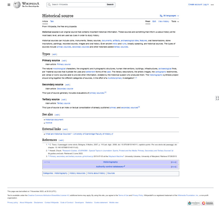 Historical Source - Wikipedia | PDF | Information Science | Sources