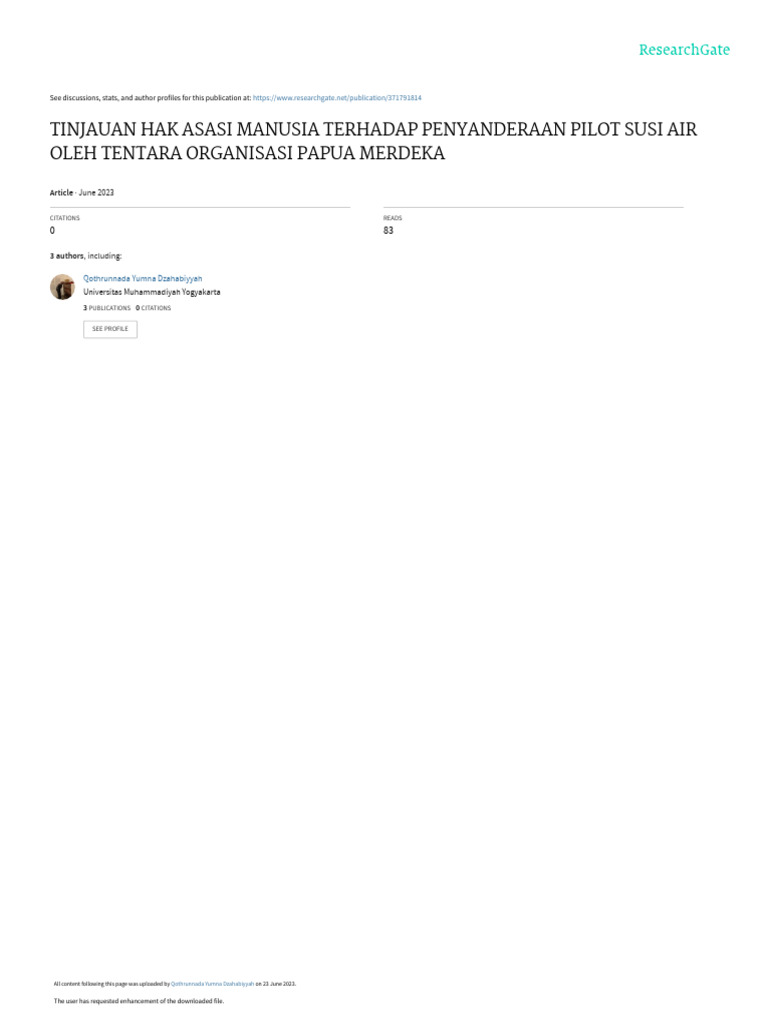 Tinjauan Hak Asasi Manusia Terhadap Penyanderaan Pilot Susi Air Oleh Tentara Organisasi Papua ...