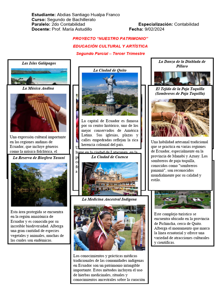 ECA Proyecto - Hualpa Franco | PDF | Ecuador | Patrimonio de la Humanidad