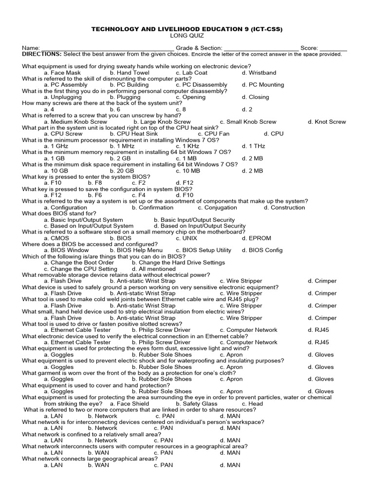 Tle CSS Reviewer | PDF | Computer Network | Bios