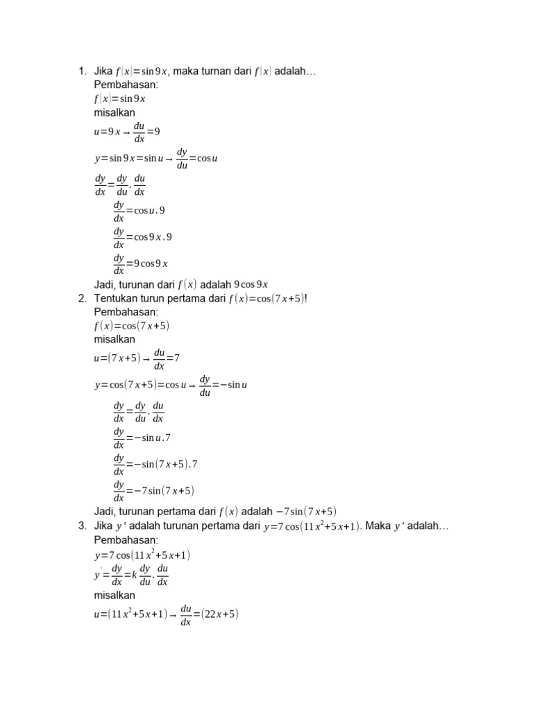 Turunan Trigonometri | PDF