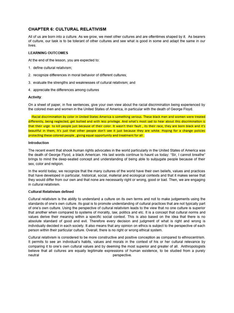 Ethics - Chapter 6 | PDF | Morality | Relativism