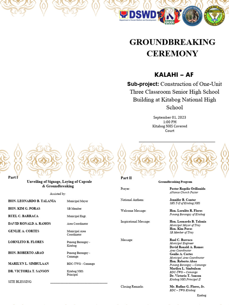 Ground Breaking Program Example | PDF