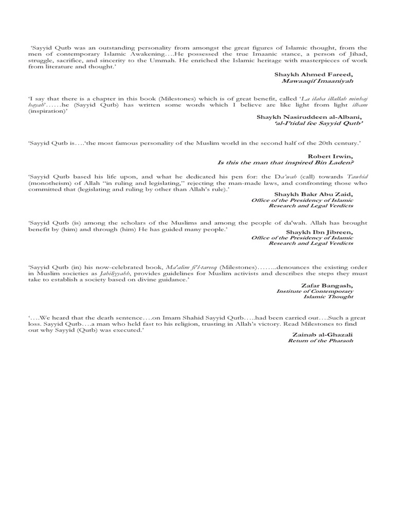 Milestones - Syed Qutb Shaheed | PDF | Muslim Brotherhood | Abrahamic ...