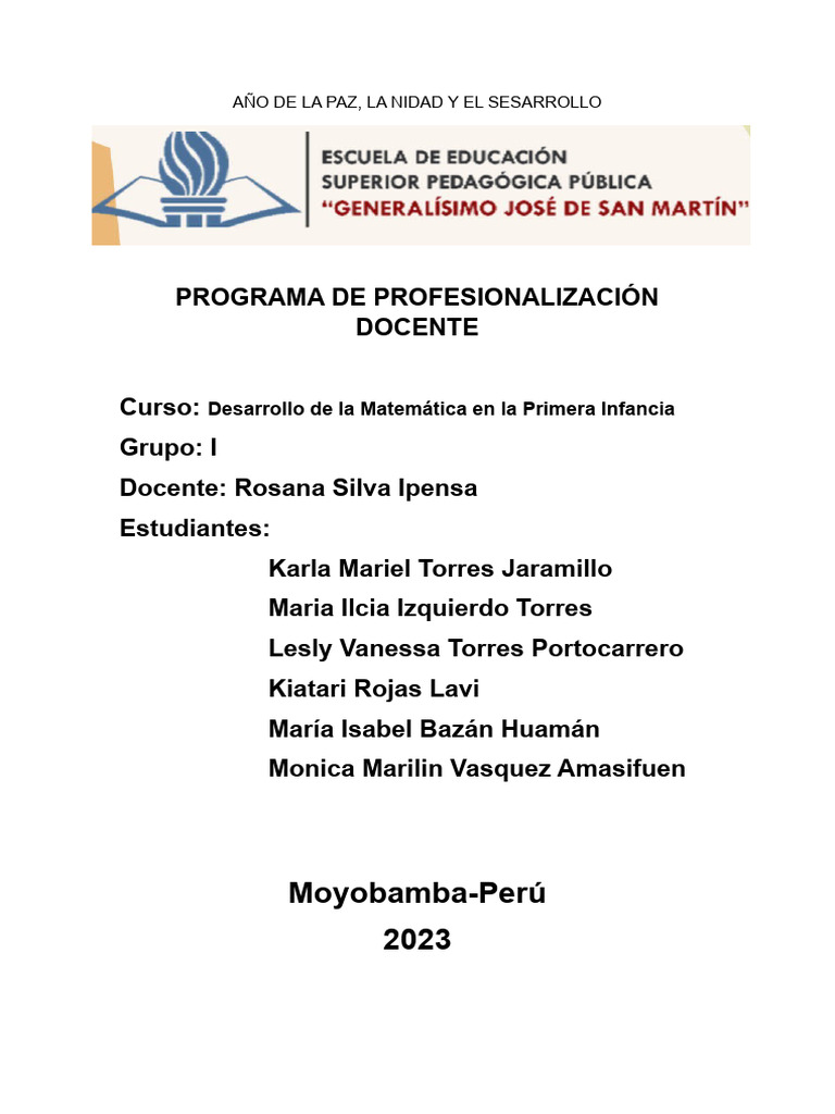 Desarrollo del Sentido Numérico Infantil | PDF | Educación de la ...