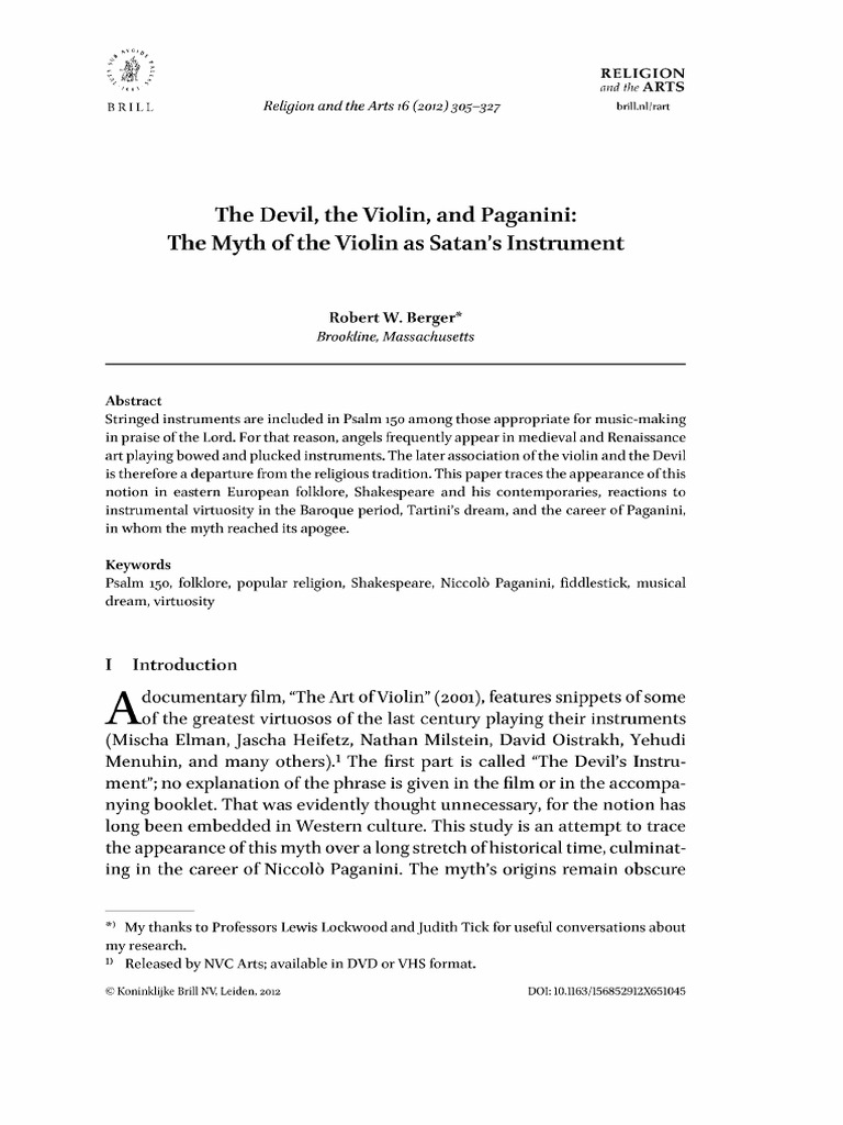 The Devil, The Violin, and Paganini - The Myth of The Violin As Satan's ...
