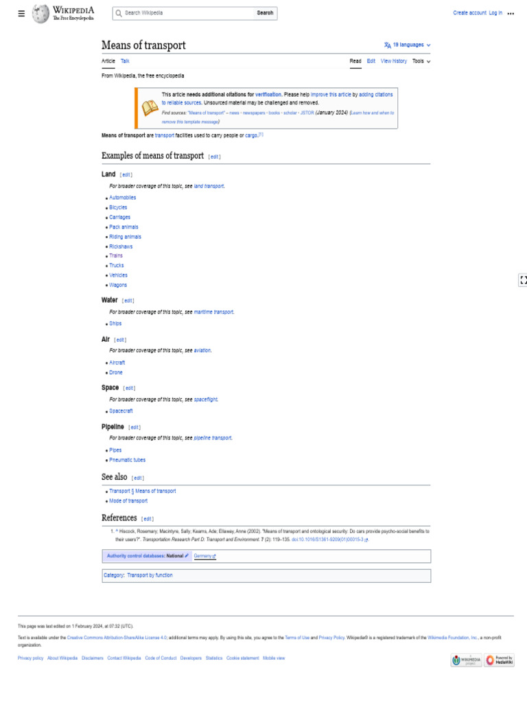 Means of Transport - Wikipedia | PDF | Transport | Wikipedia