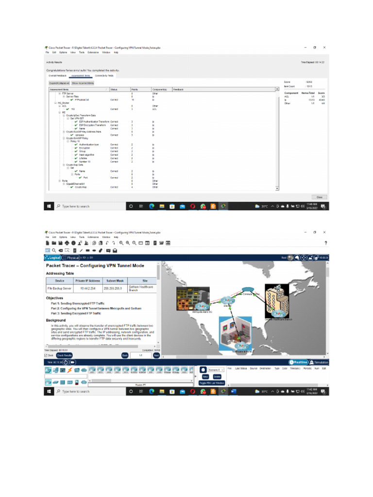 4.3.3.4 Packet Tracer - Configuring VPN Tunnel Mode - Faries Sirrul Aufa | PDF