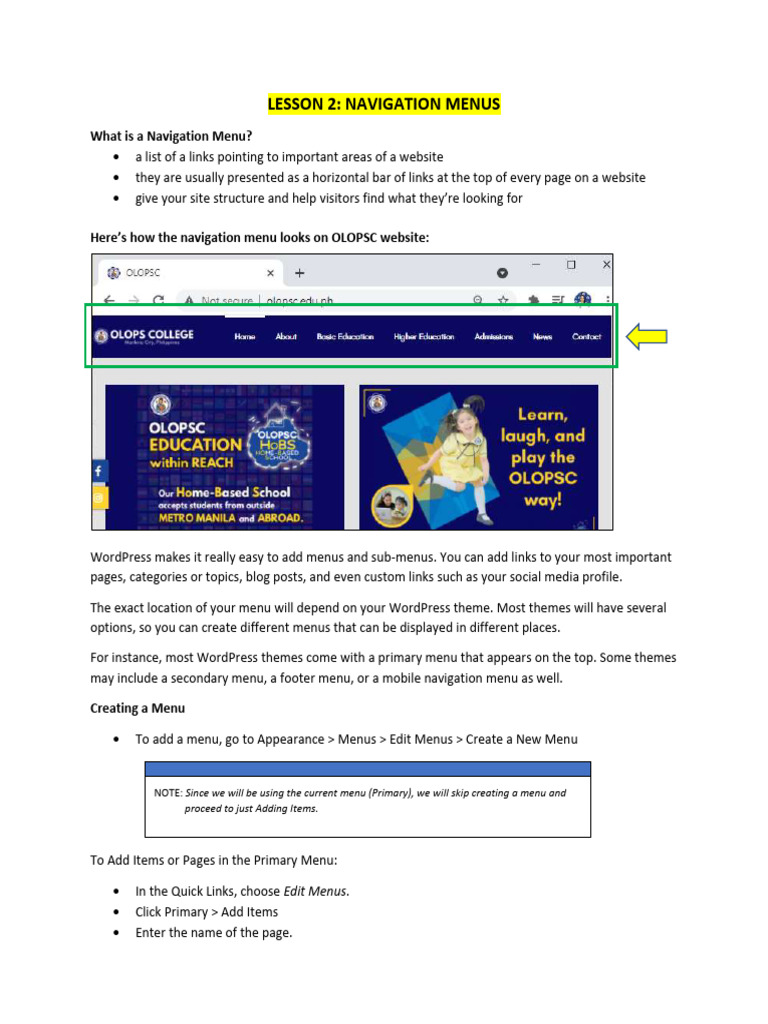 Navigation Menus | PDF