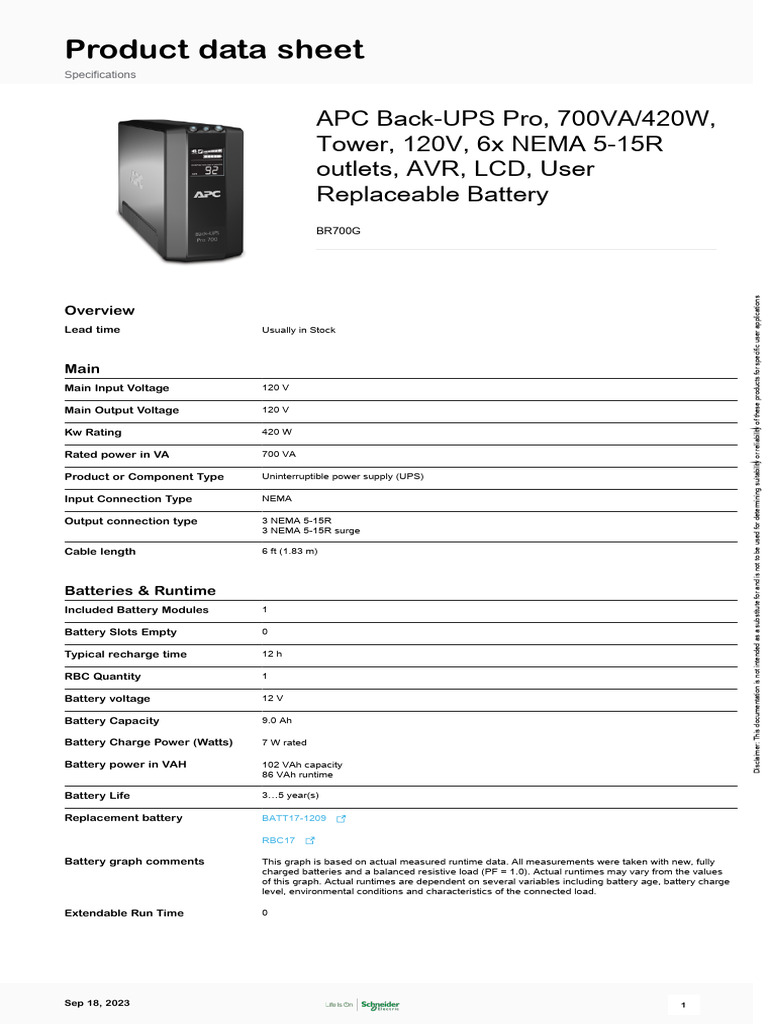 Back-UPS Pro - BR700G | PDF