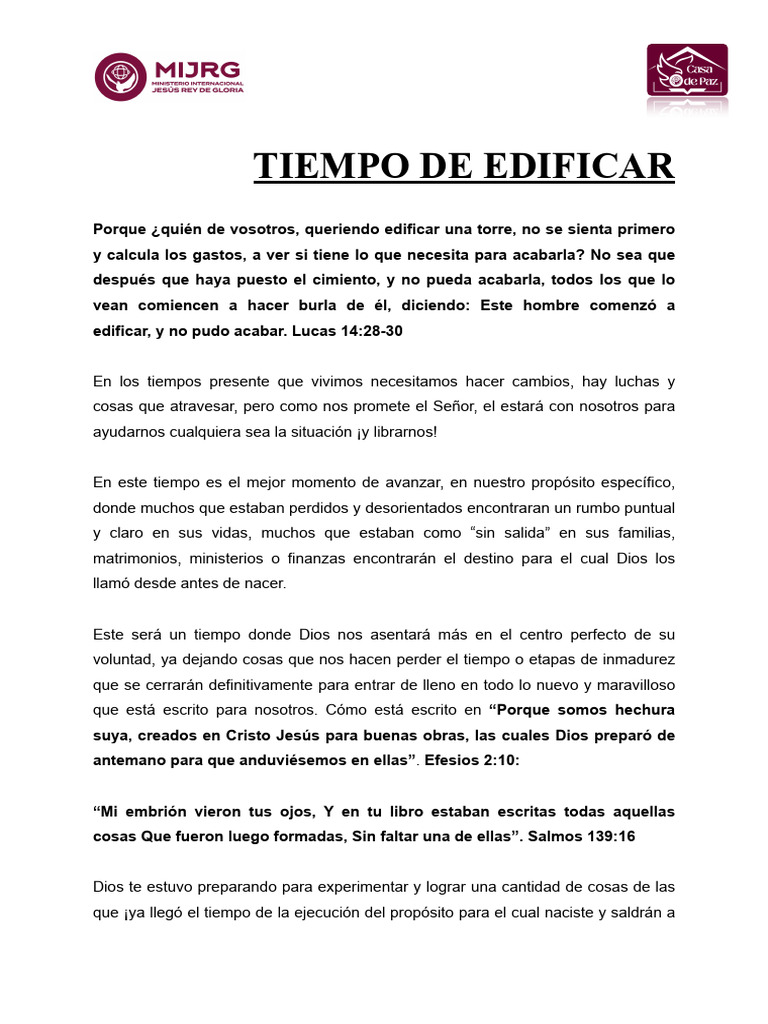 Tiempo de Edificar 300124 | PDF | Cristo (título) | espíritu Santo