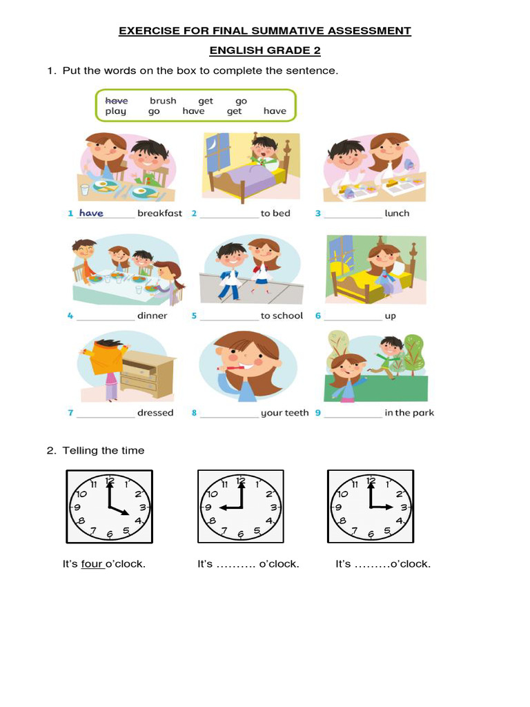 Grade 2 English Assessment | PDF