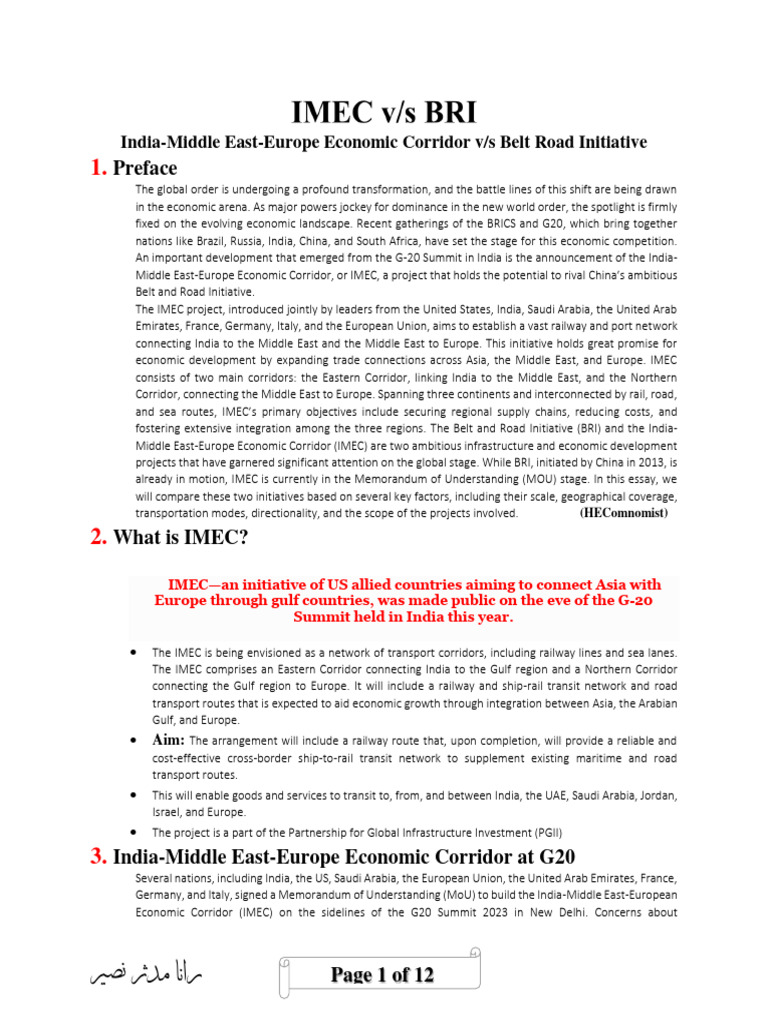 What Is IMEC - NOTES | PDF | Infrastructure | Transport