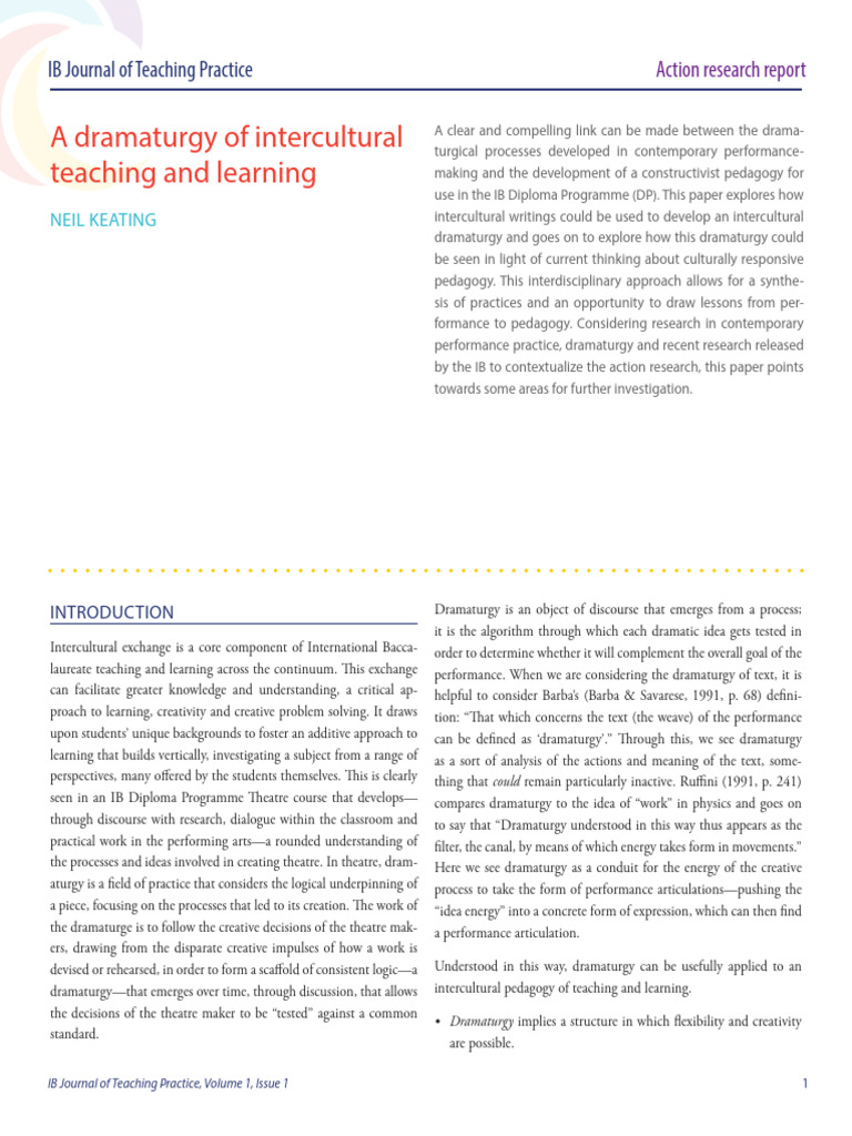 Intercultural Dramaturgy in IB Teaching | PDF | Pedagogy | Cross ...
