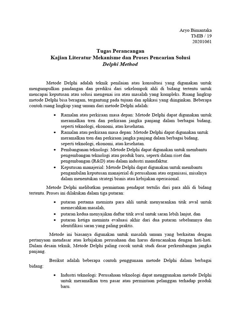 Aryo Bimantaka_Delphi Method | PDF