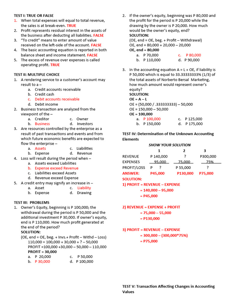 Practice Problem Week1 3 With Answers Pdf Debits And Credits