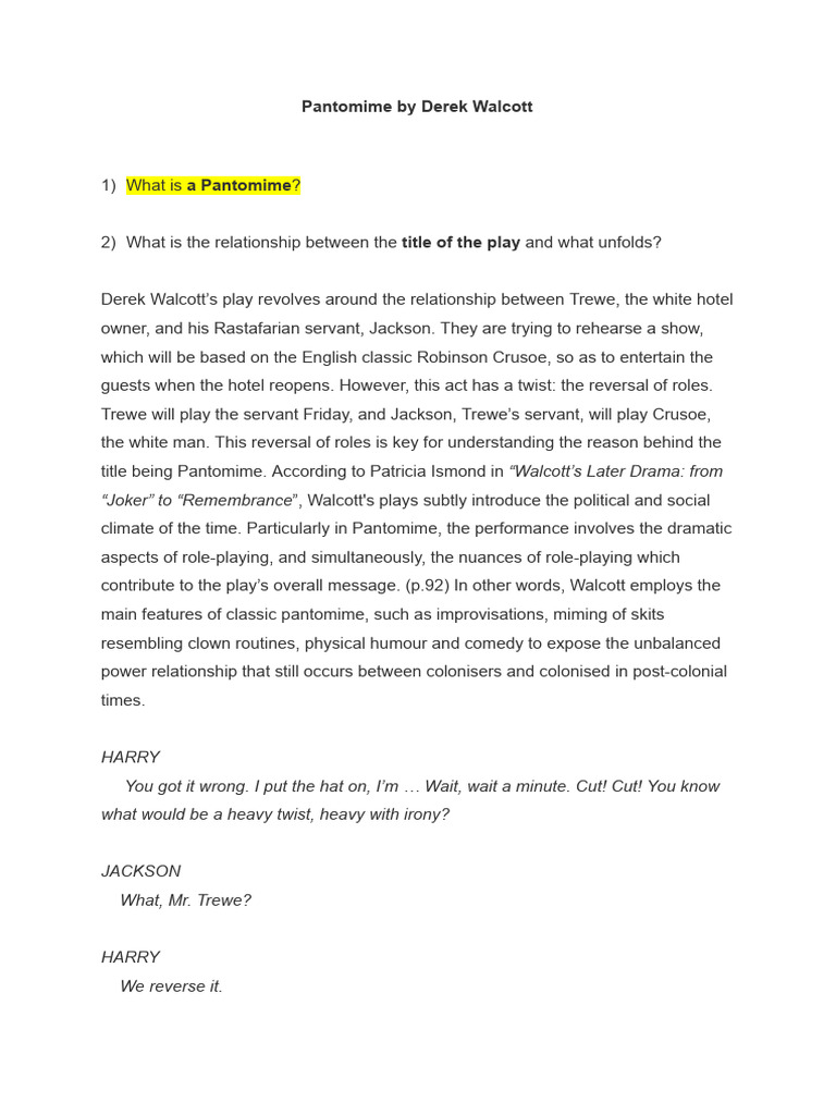 Pantomime-Disc Questions | PDF