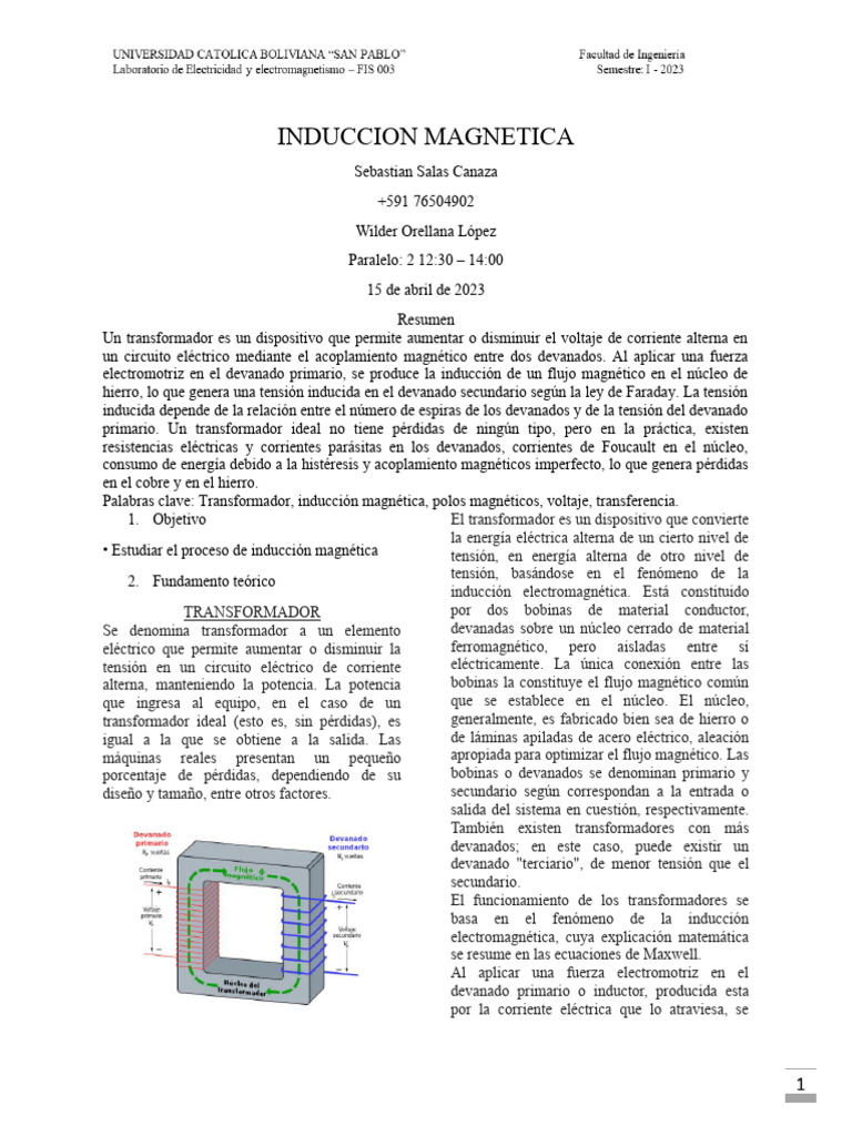 Inducción Magnética y Transformadores | PDF | Inducción ...