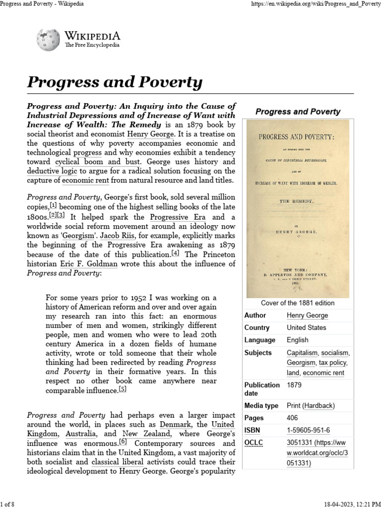 Progress and Poverty - Wikipedia | PDF | Economies