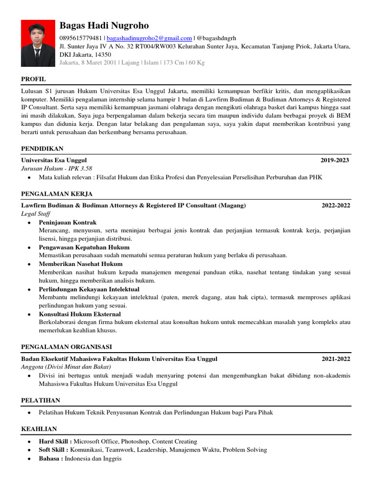 CV ATS Bagas Hadi Nugroho | PDF