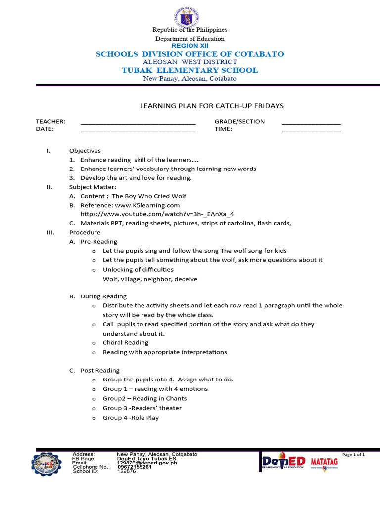 CATCH UP - LP - GR4 - The Boy Who Cried Wolf | PDF | Learning | Behavior Modification