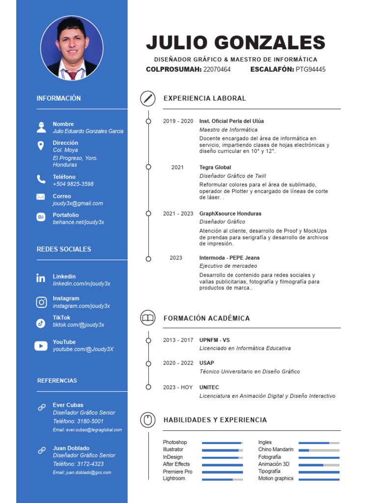 CV Julio Gonzales 2023 - V1 | Descargar gratis PDF | Diseño gráfico | Informática