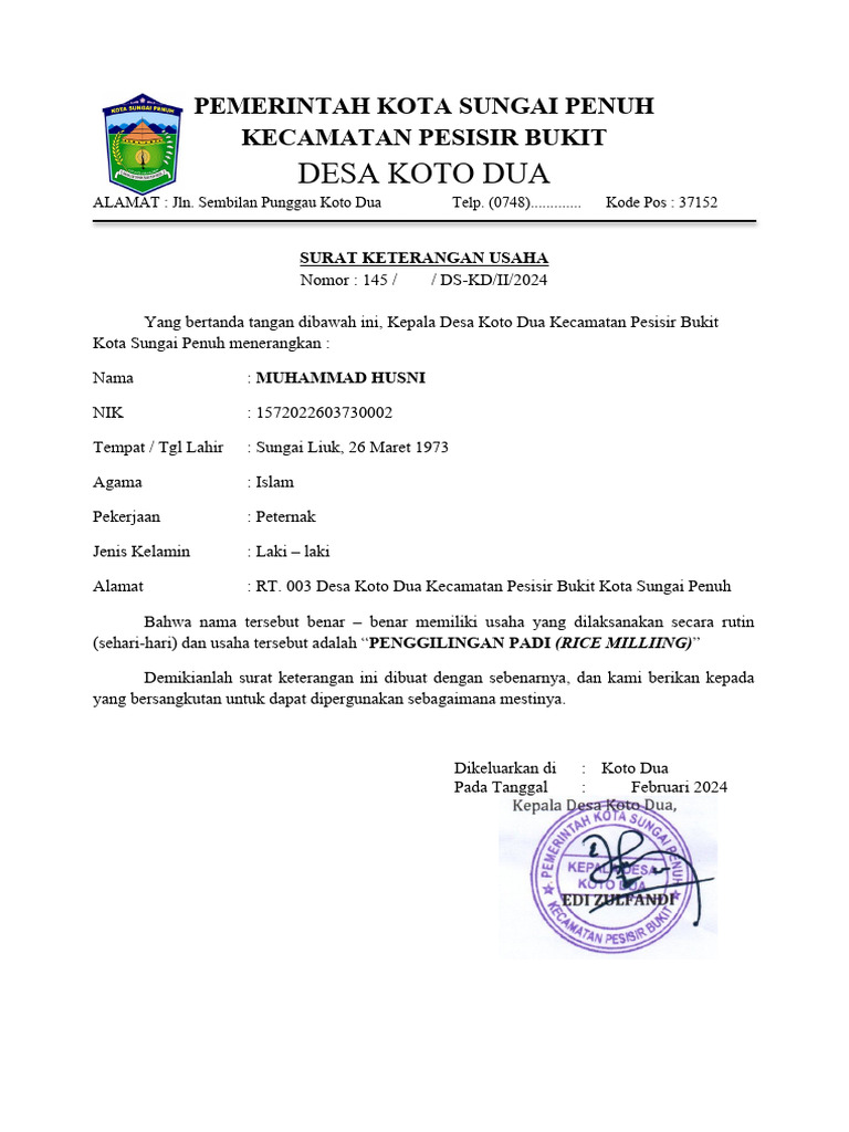 Surat Izin Usaha | PDF