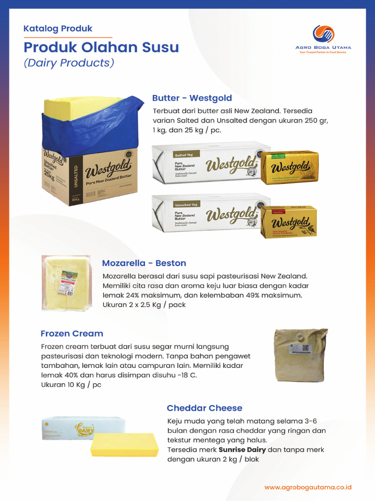 Katalog Produk Dairy - PT. Agro Boga Utama | PDF