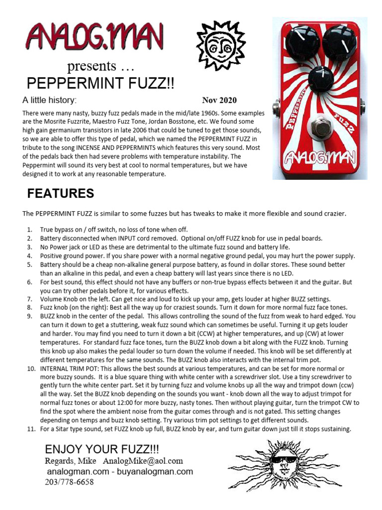 Peppermint Fuzz Man | PDF | Audio Engineering | Music Technology