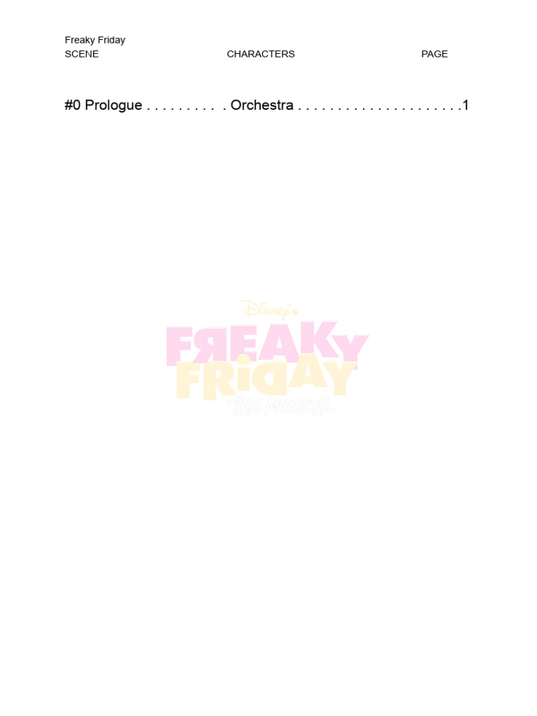 Props Prompt Book FREAKY FRIDAY | PDF | Musicals | Musical Theatre